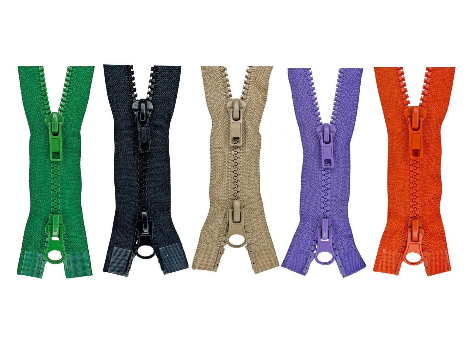 #5 Molded Plastic Two-Way Jacket Zipper Sampler Pack (10 Zippers)